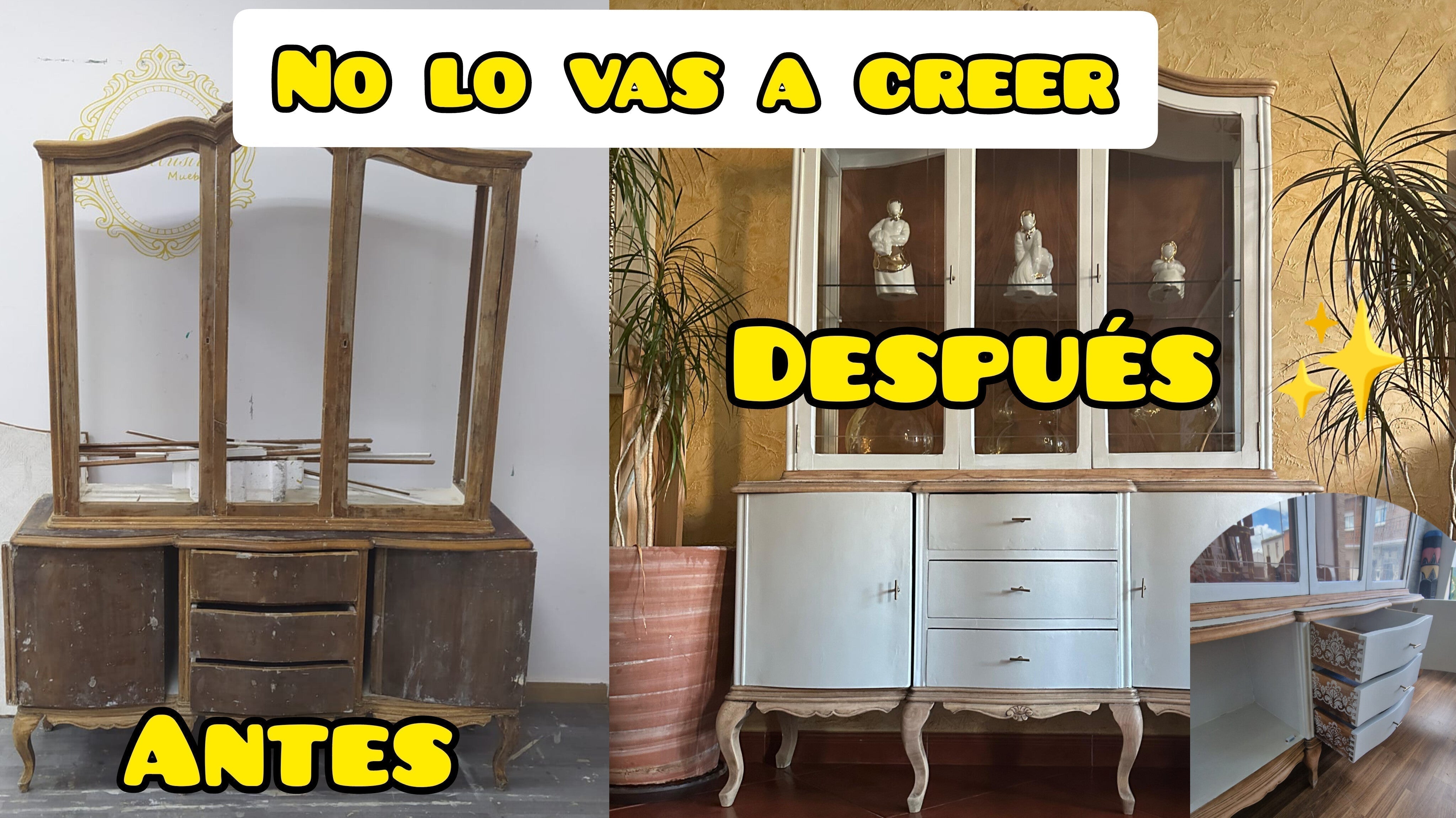 Restauración completa de una vitrina antigua con Chalk Paint - Antes y ...